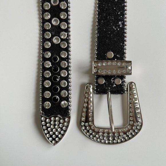 Accessories | Y2k 200s Style Rhinestone Crystal Grunge Black Punk Belt ...